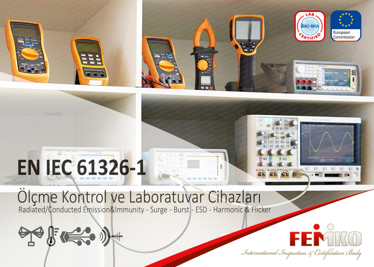 EN IEC 61326-1 Ölçme Kontrol ve Laboratuvar Cihazları - EMC Testi | Femko